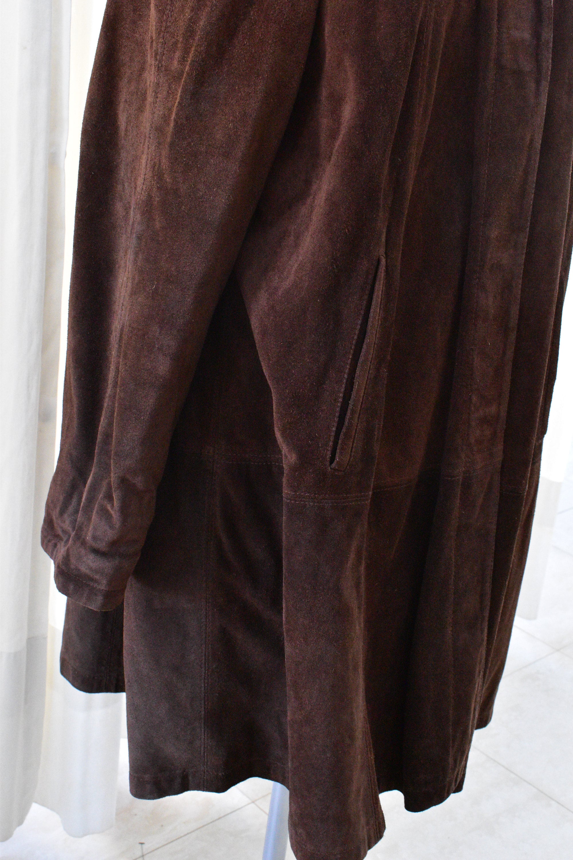 Genuine Suede Coat. Vintage Women Real Leather Coat. Winter Overcoat ...