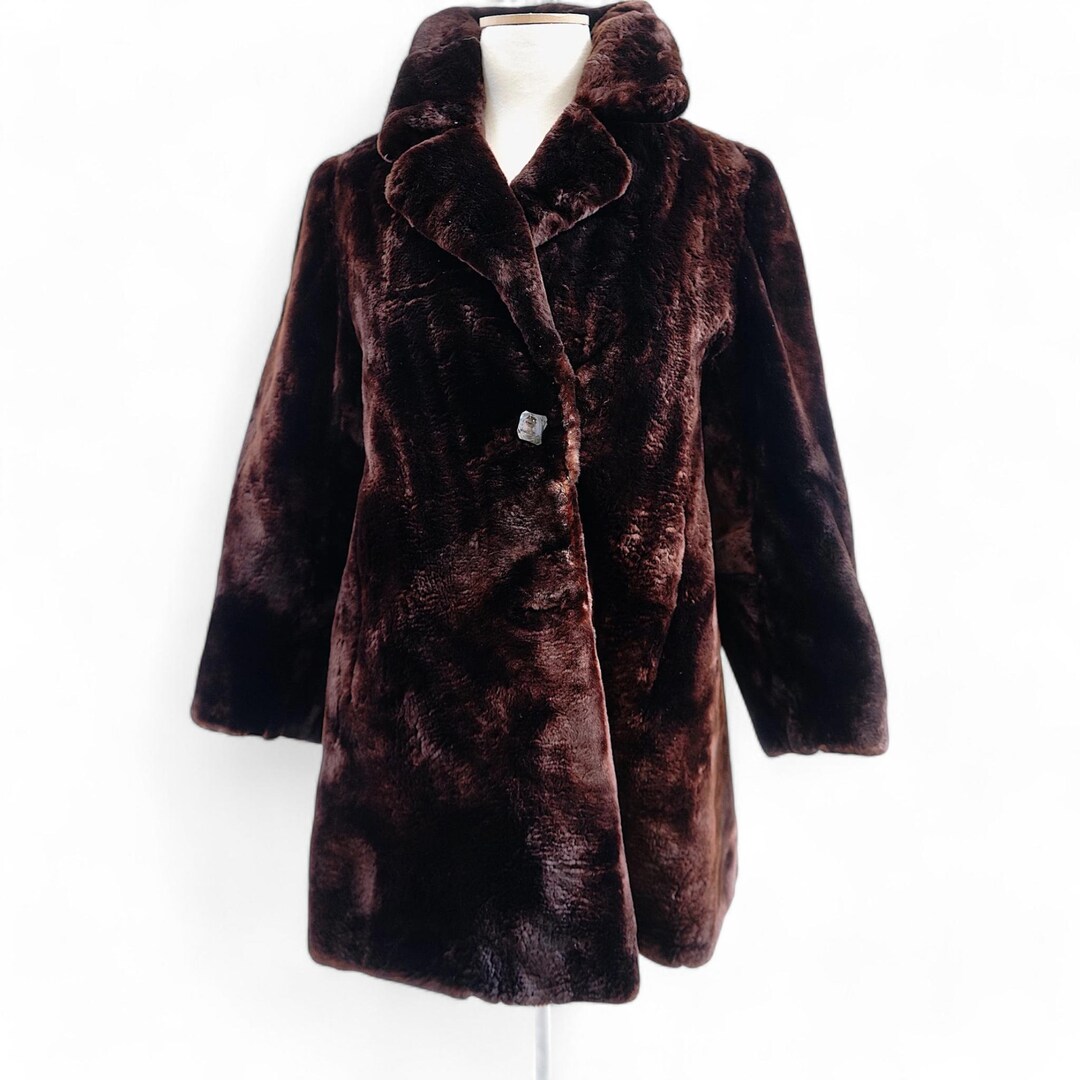 Genuine Fur Coat, Vintage Real Fur Overcoat, Women's Teddy Coat, Velvet ...