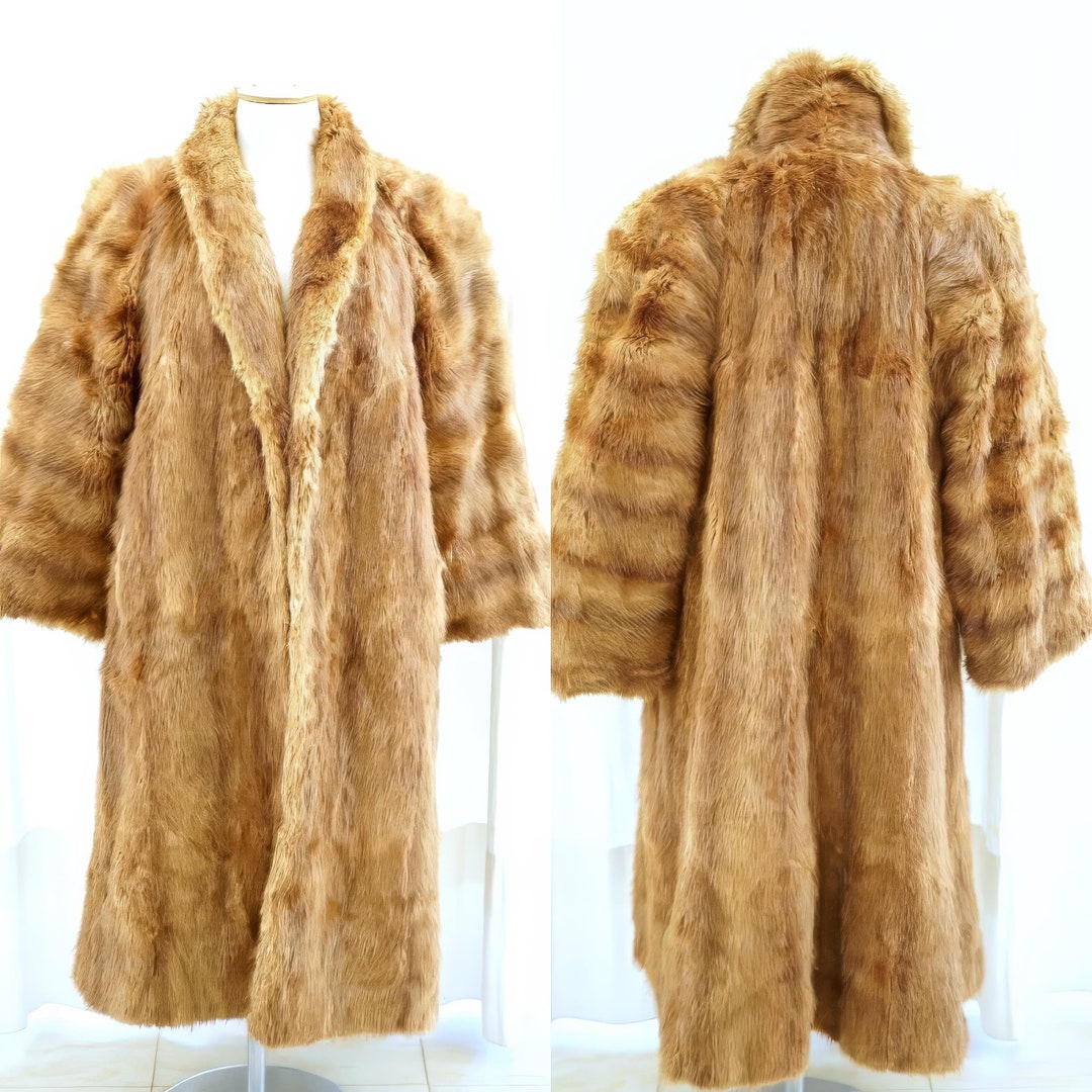 60's Beige Fur Coat. Women's Real Fur. Bohemian Fur Coat. Vintage Fur ...