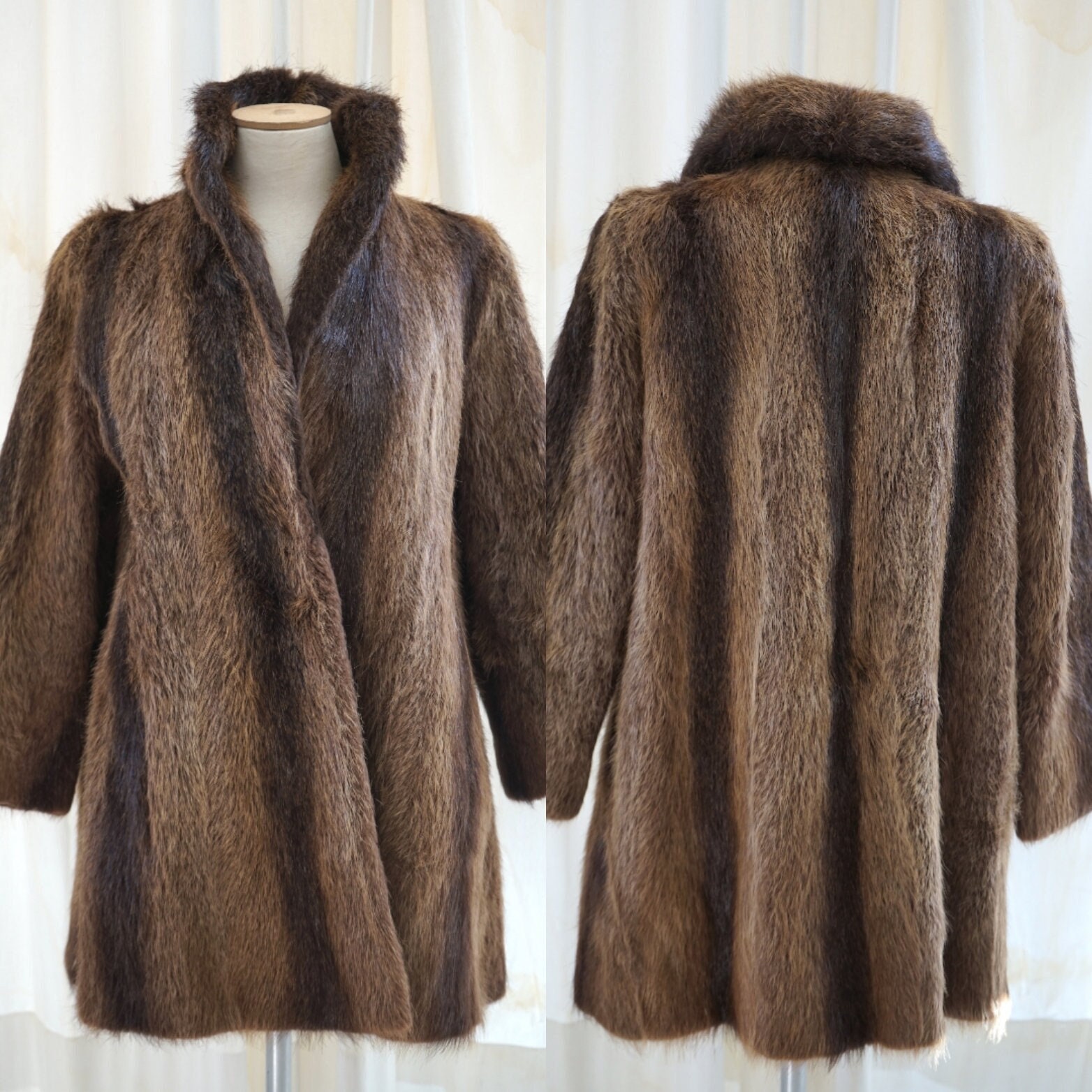 Real Short Brown Fur Jacket, Women's Winter Coats, Short Shaggy Fur ...