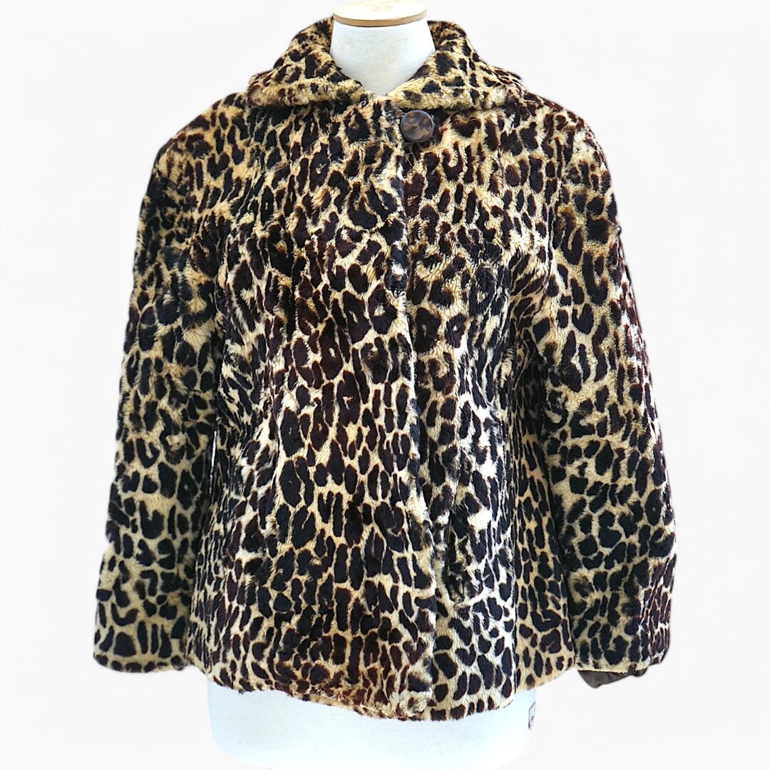 Leopard Fur Coat Animal Print Fur Jacket Swing Jacket Plush Glam ...