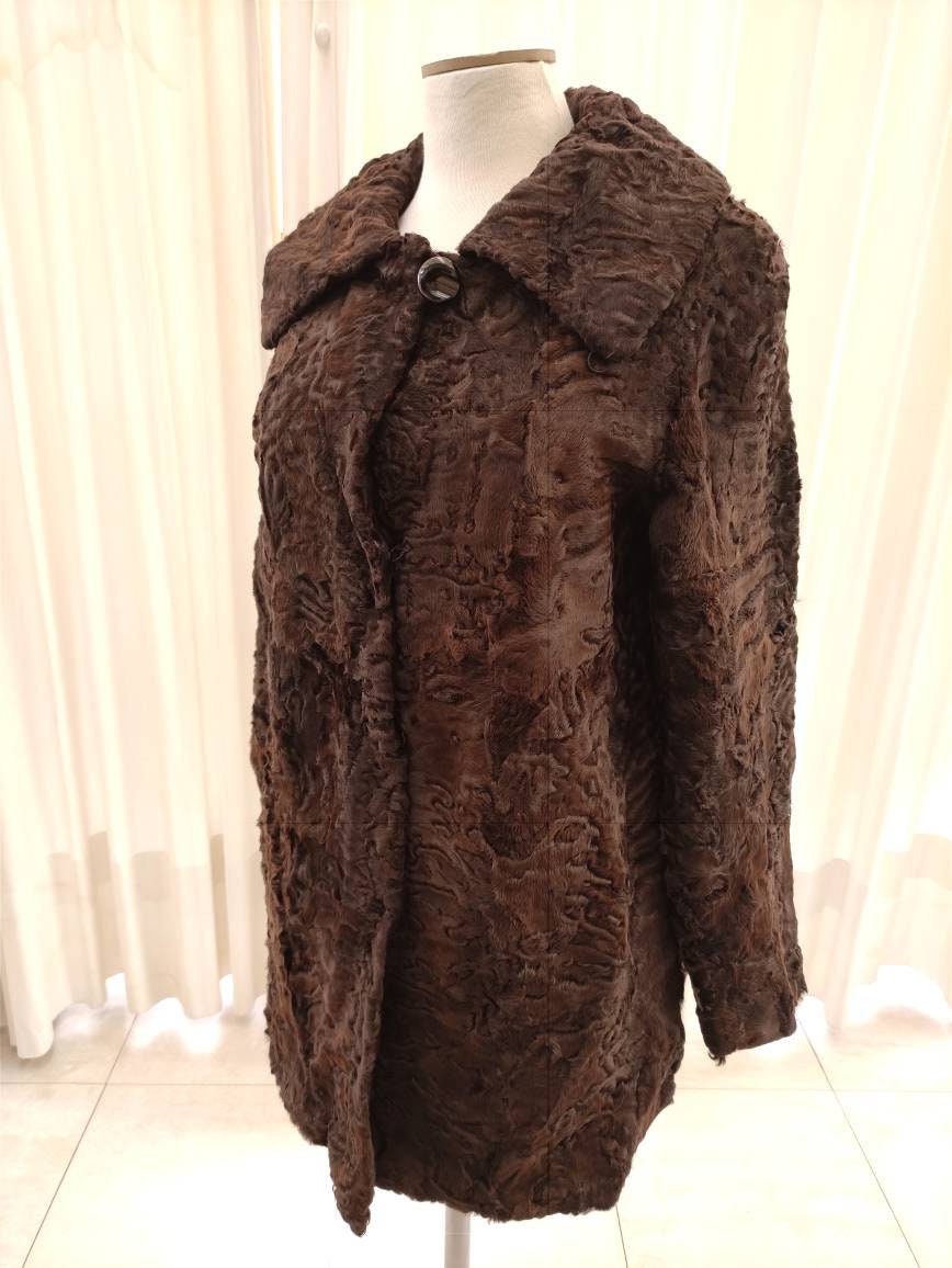 Vintage Astrakhan Fur Coat. Swakara Jacket Persian Lamb Fur Karakul ...