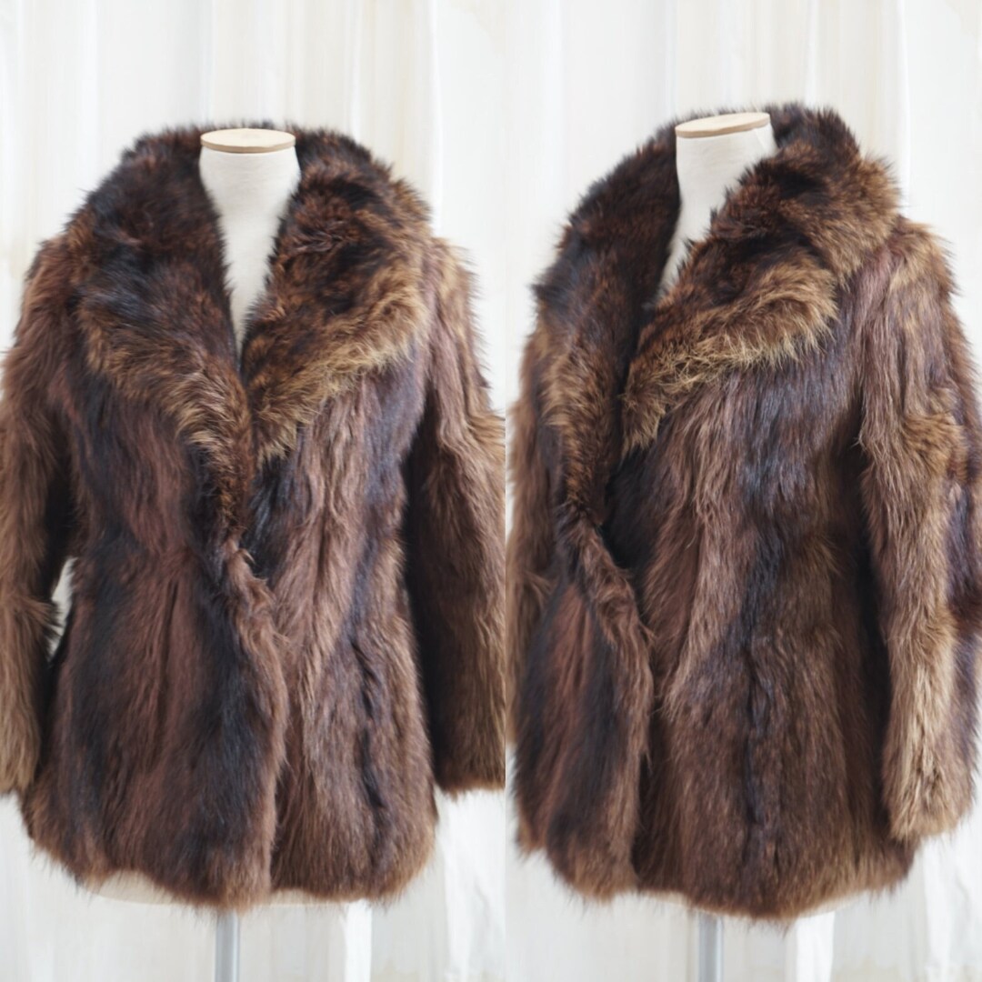 Long Hair Fox Fur Coat. Vintage Brown Fur. Fox Fur Jacket, Women's Long ...
