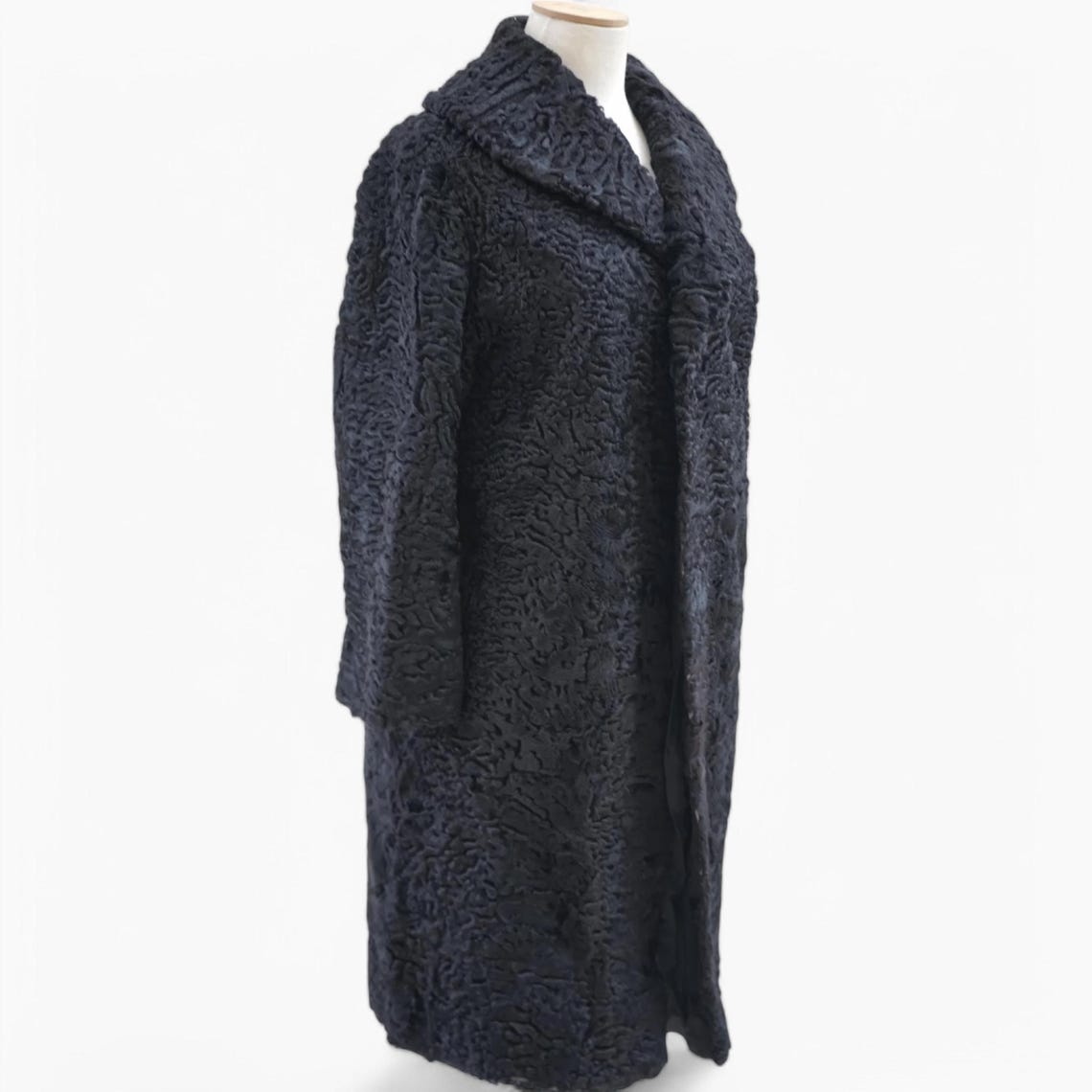 Swakara Karakul Fur Coat. Women's Black Astrakhan Jacket. Vintage Curly ...