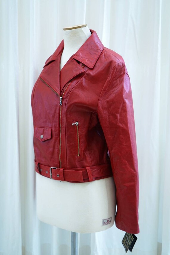 Women's Red Biker Leather Jacket, Perfecto Lambskin L… - Gem