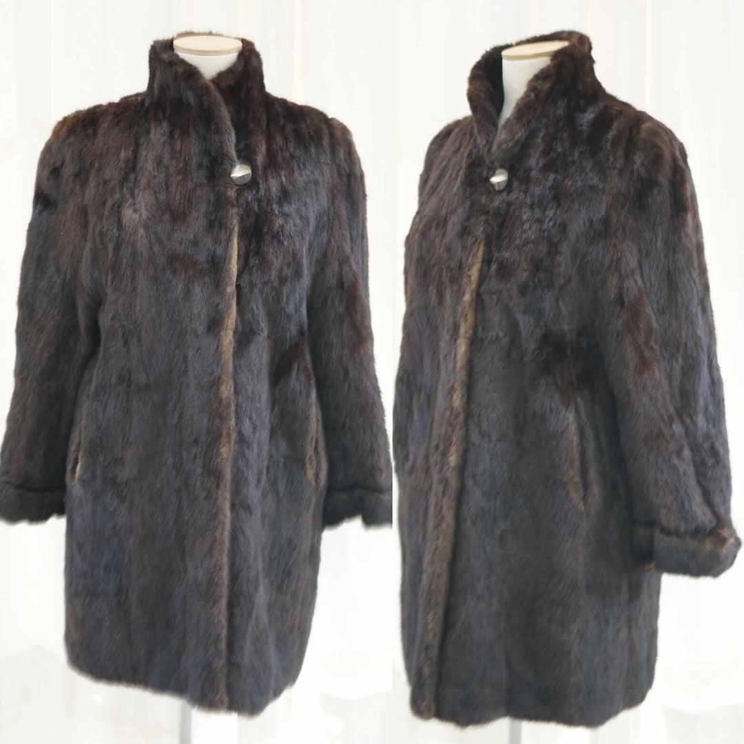Real Mink Fur Coat, Women's Vintage Fur Jacket, Mink Fur Coat Glossy ...