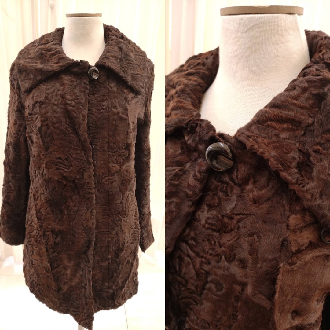 Vintage Astrakhan Fur Coat. Swakara Jacket Persian Lamb Fur Karakul ...