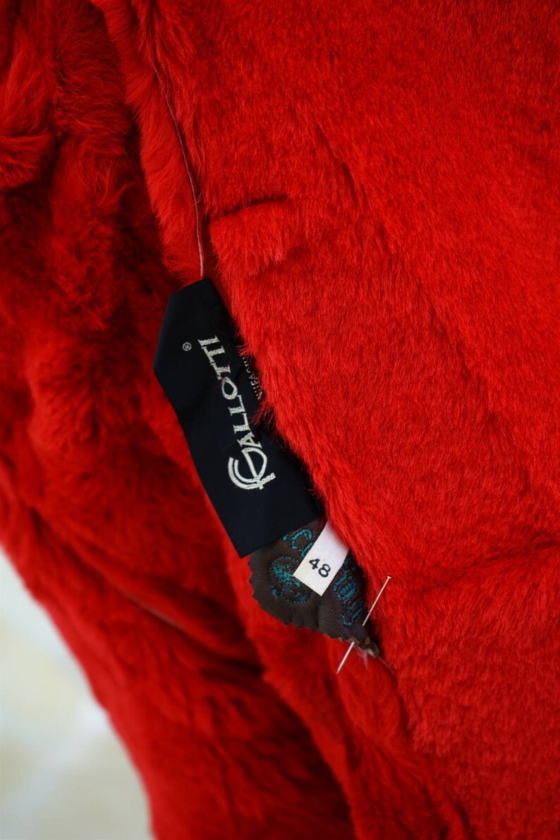 GALLOTTI Red Shearling Jacket. Real Sheepskin Coat. Pale Red Suede Coat ...