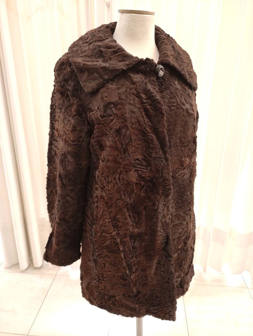Vintage Astrakhan Fur Coat. Swakara Jacket Persian Lamb Fur Karakul ...