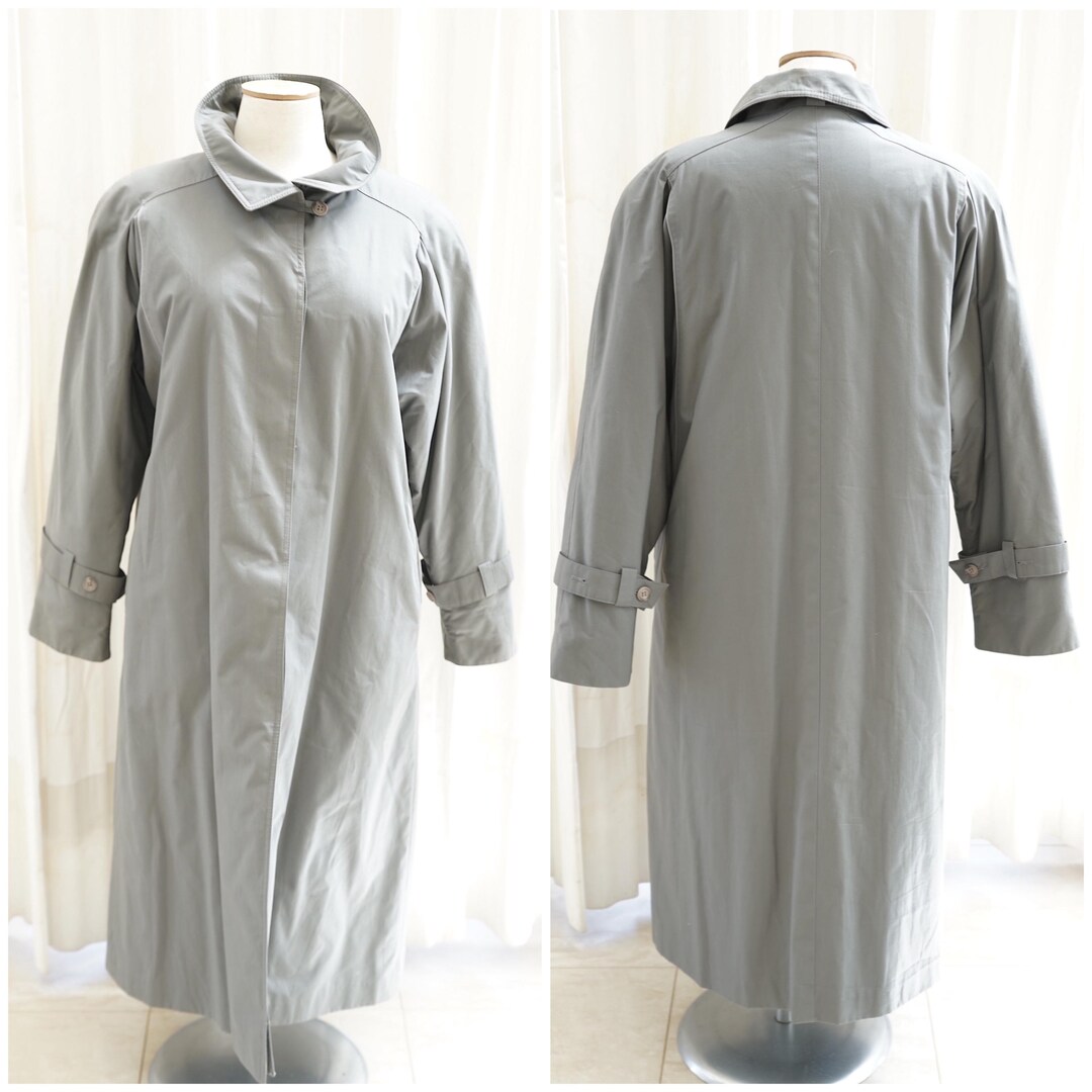 Y2K Gray Duster Coat, Vintage Women Raincoat, Long Mac Trench Coat With ...