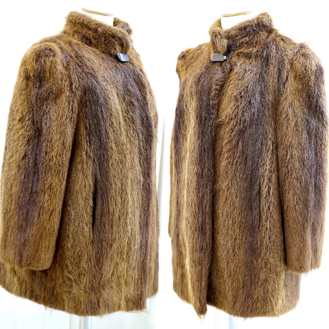 Long Hair Nutria Fur Coat. Vintage Brown Fur. Ladies Ombre Classic ...