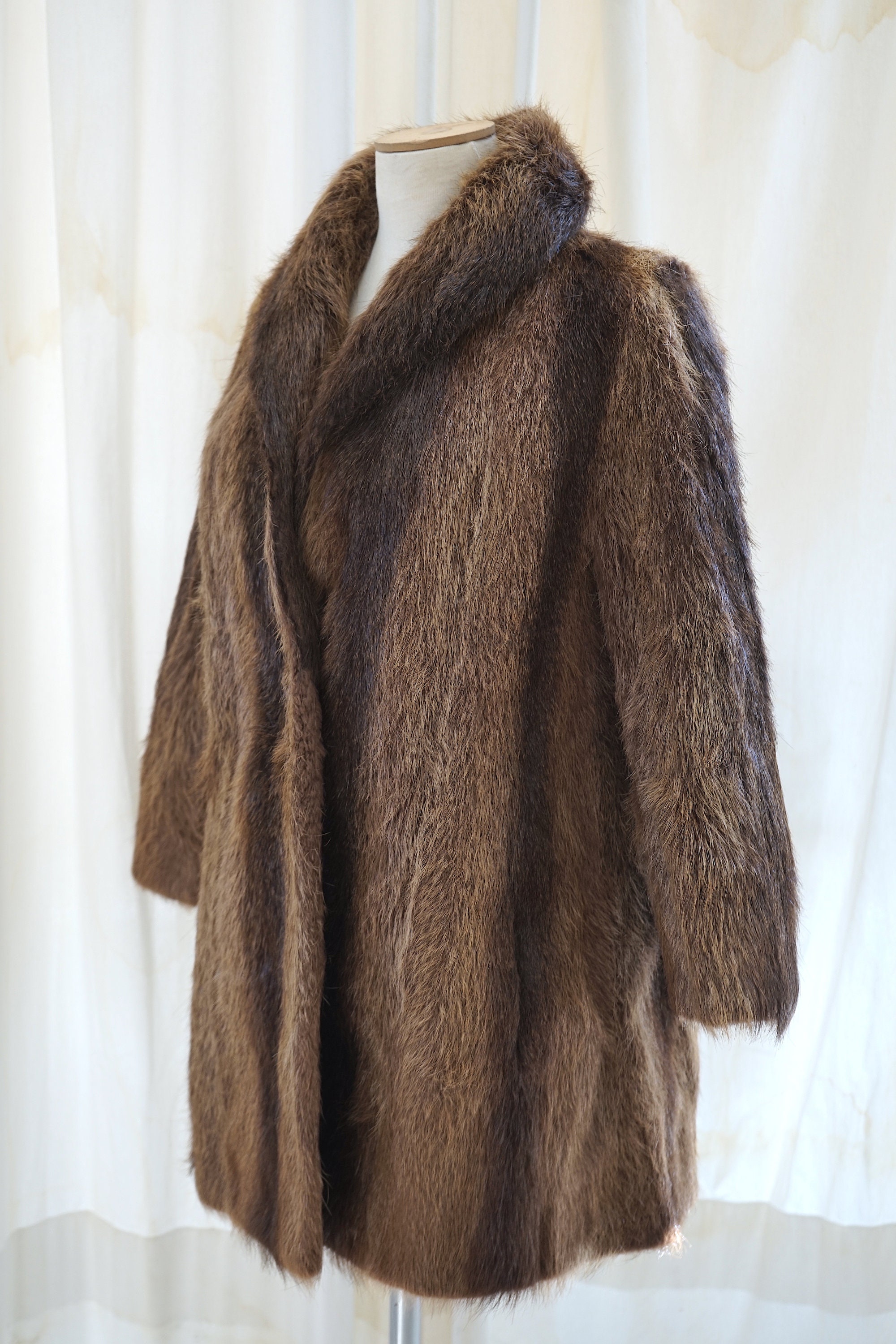Real Short Brown Fur Jacket, Women's Winter Coats, Short Shaggy Fur ...