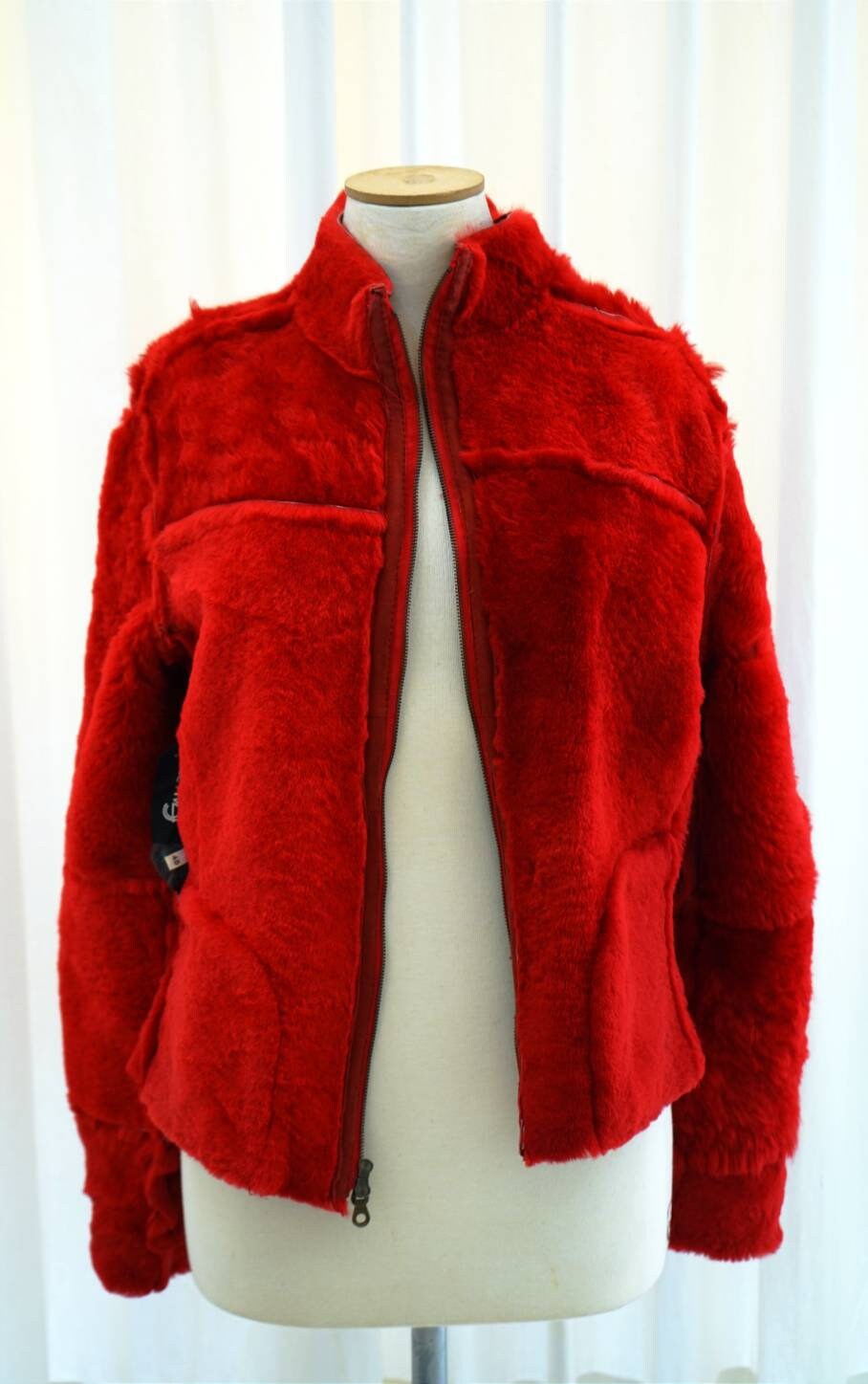 GALLOTTI Red Shearling Jacket. Real Sheepskin Coat. Pale Red Suede Coat ...