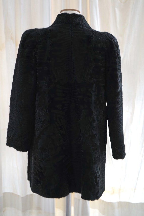 Real Black Astrakhan Coat. Vintage Black Persian Lamb… - Gem