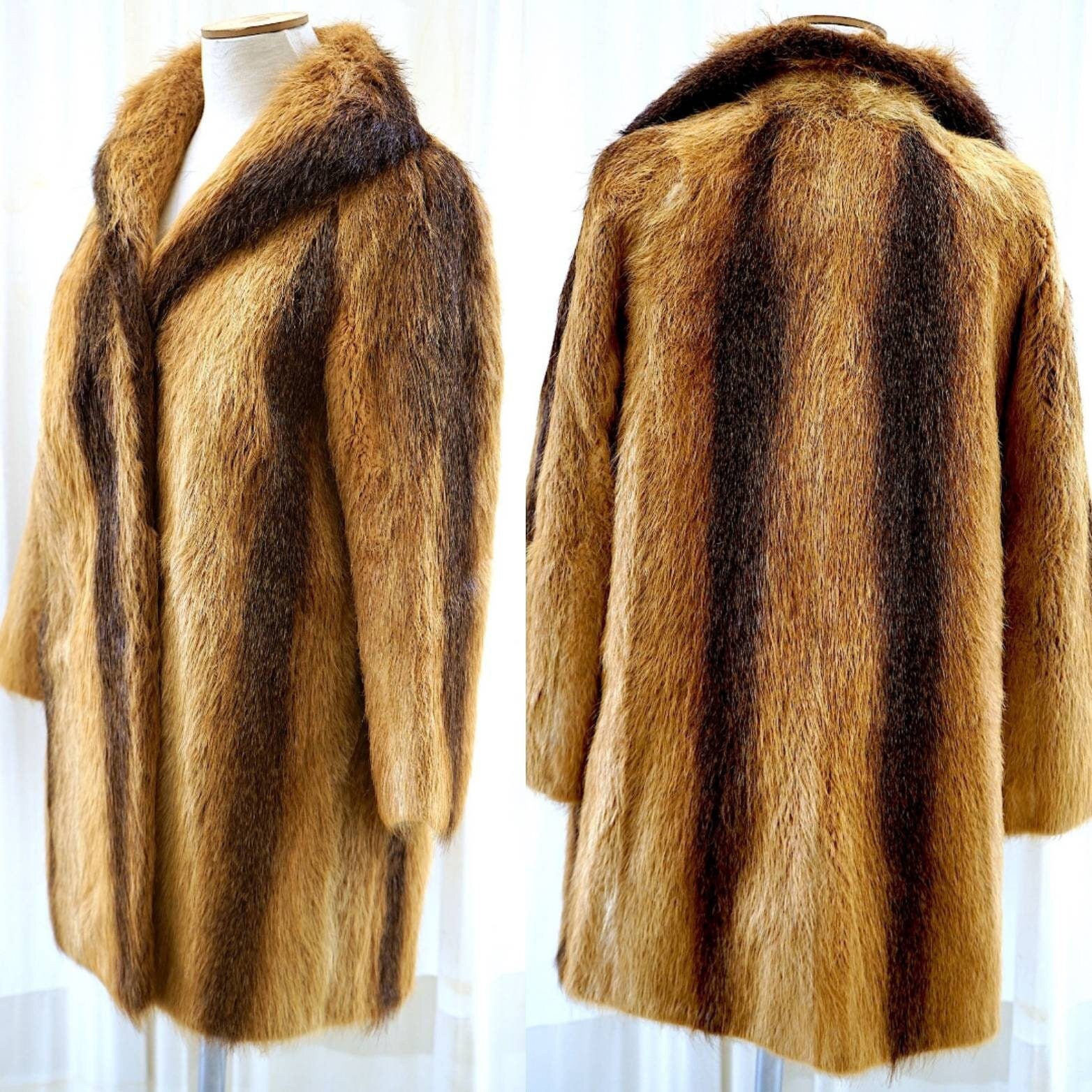 70's Real Fur Coat. Vintage Long Fur Jacket. Women Fur Jacket. Fluffy ...