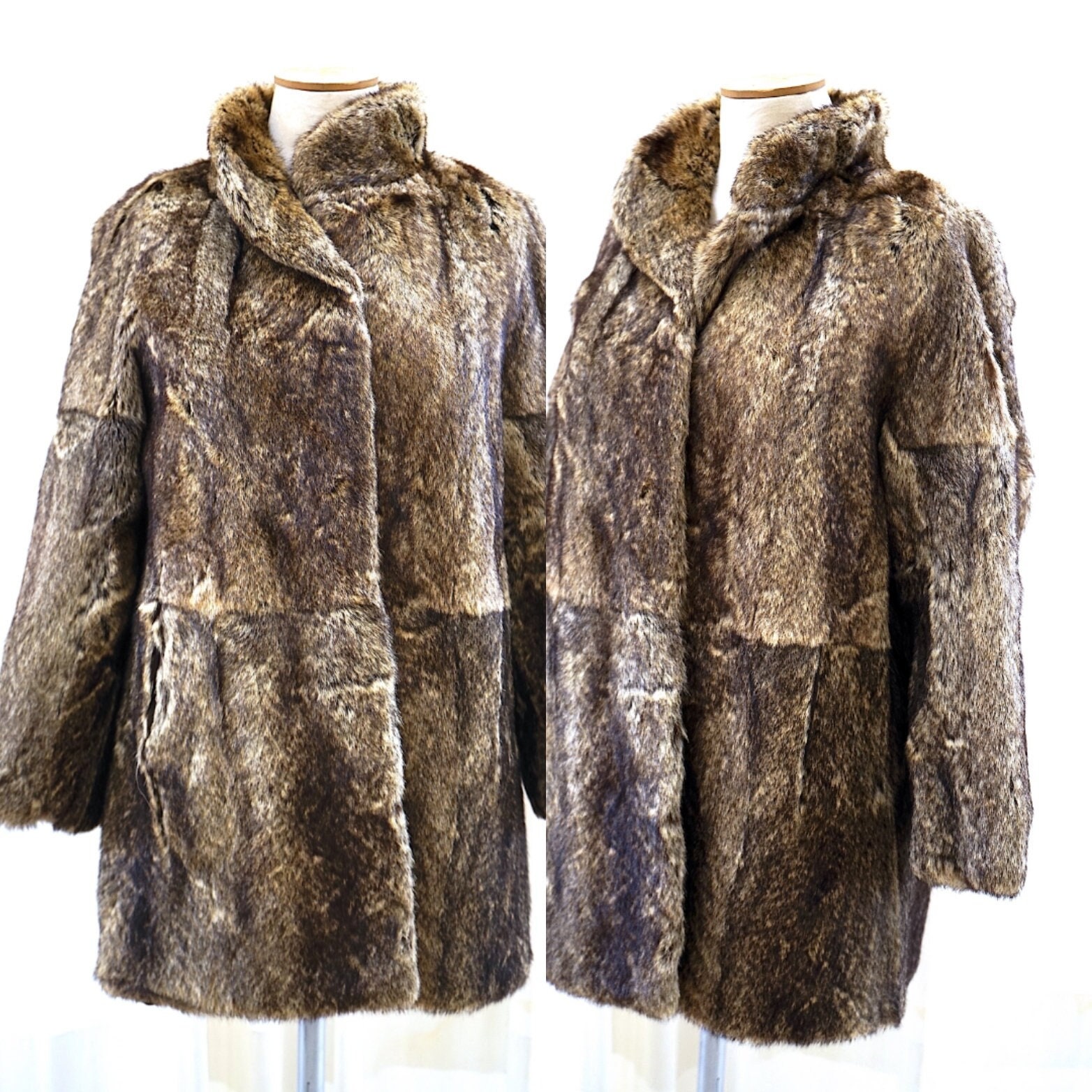 Real Choco Brown Fur Coat With Collar. Women's Oversized Fur Coat ...