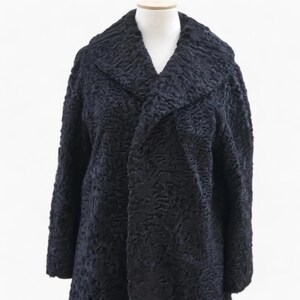 Swakara Karakul Fur Coat. Women's Black Astrakhan Jacket. Vintage Curly ...