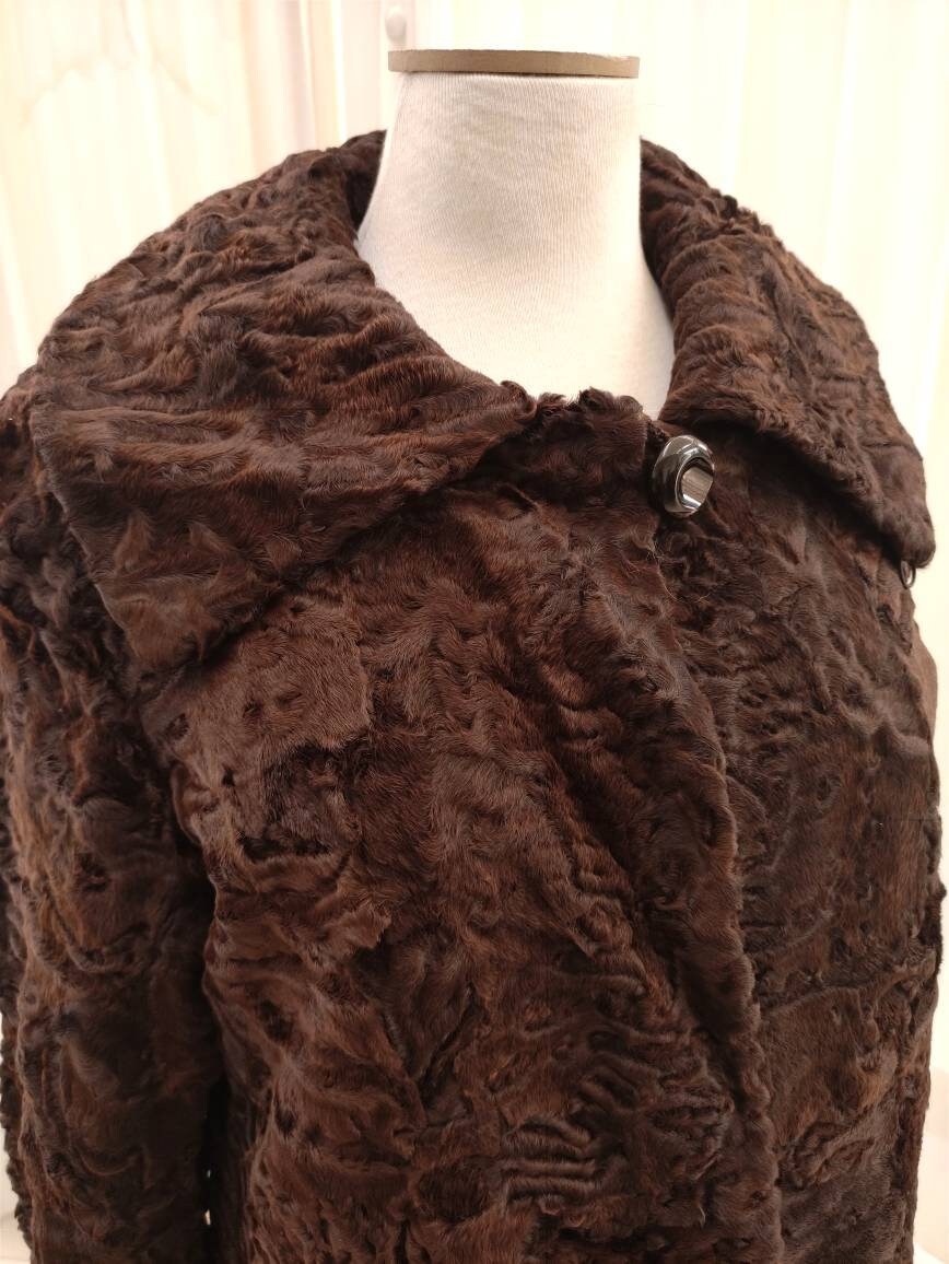 Vintage Astrakhan Fur Coat. Swakara Jacket Persian Lamb Fur Karakul ...