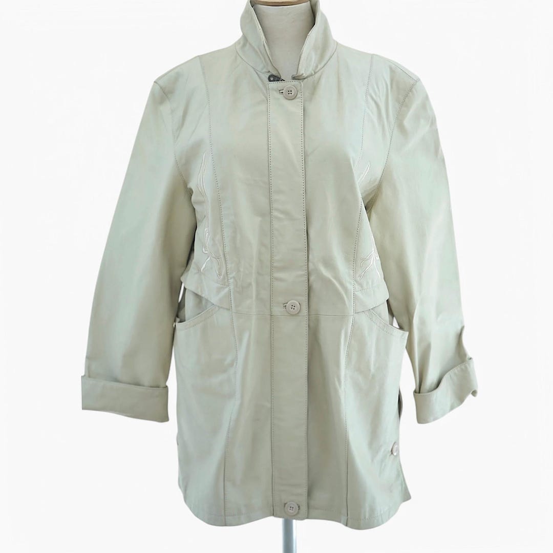 Vintage Nappa Leather Jacket in off White for Women | Real Leather Coat ...