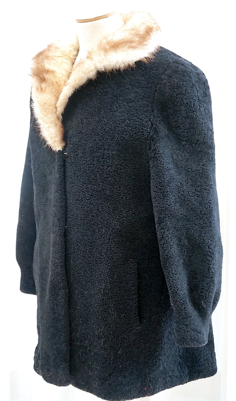 Genuine Astrakhan Fur Coat in Black Color With Real Fur Collar Persian ...