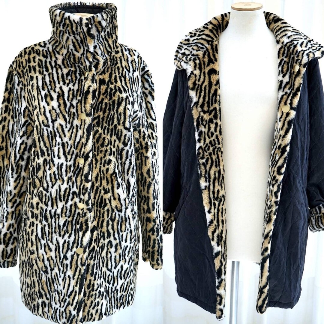 Vintage Faux Leopard Fur. Animal Print Winter Coat. STATEMENT Ladies ...