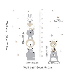 Height Measurement Wall Sticker, Lion and Hippo Wall Decal, Height ...
