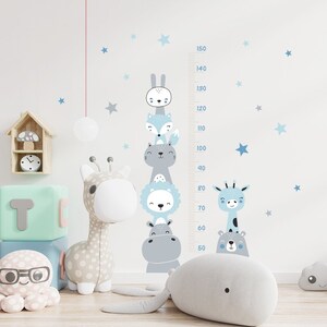 Height Measurement Wall Sticker, Lion and Hippo Wall Decal, Height ...
