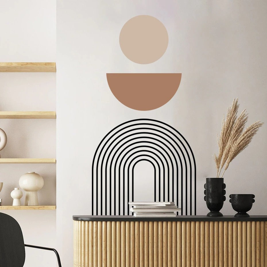 Abstract Shapes Lines Pattern Wall Sticker Decal - Etsy UK