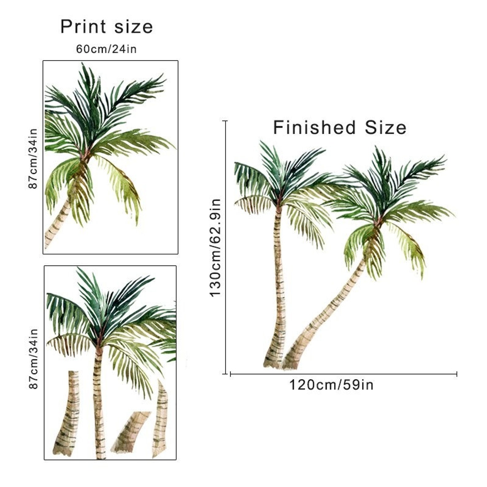 Palm Tree Wall Decal, Palm Tree Wall Sticker, Tropical Palm Tree Wall ...