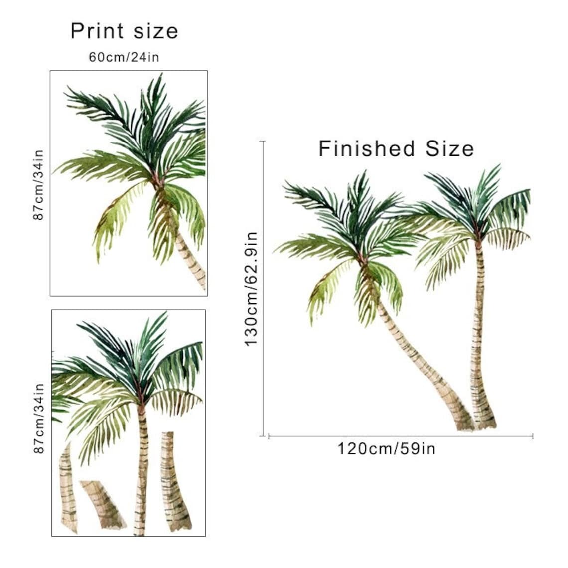 Palm Tree Wall Decal Palm Tree Wall Sticker Tropical Palm - Etsy