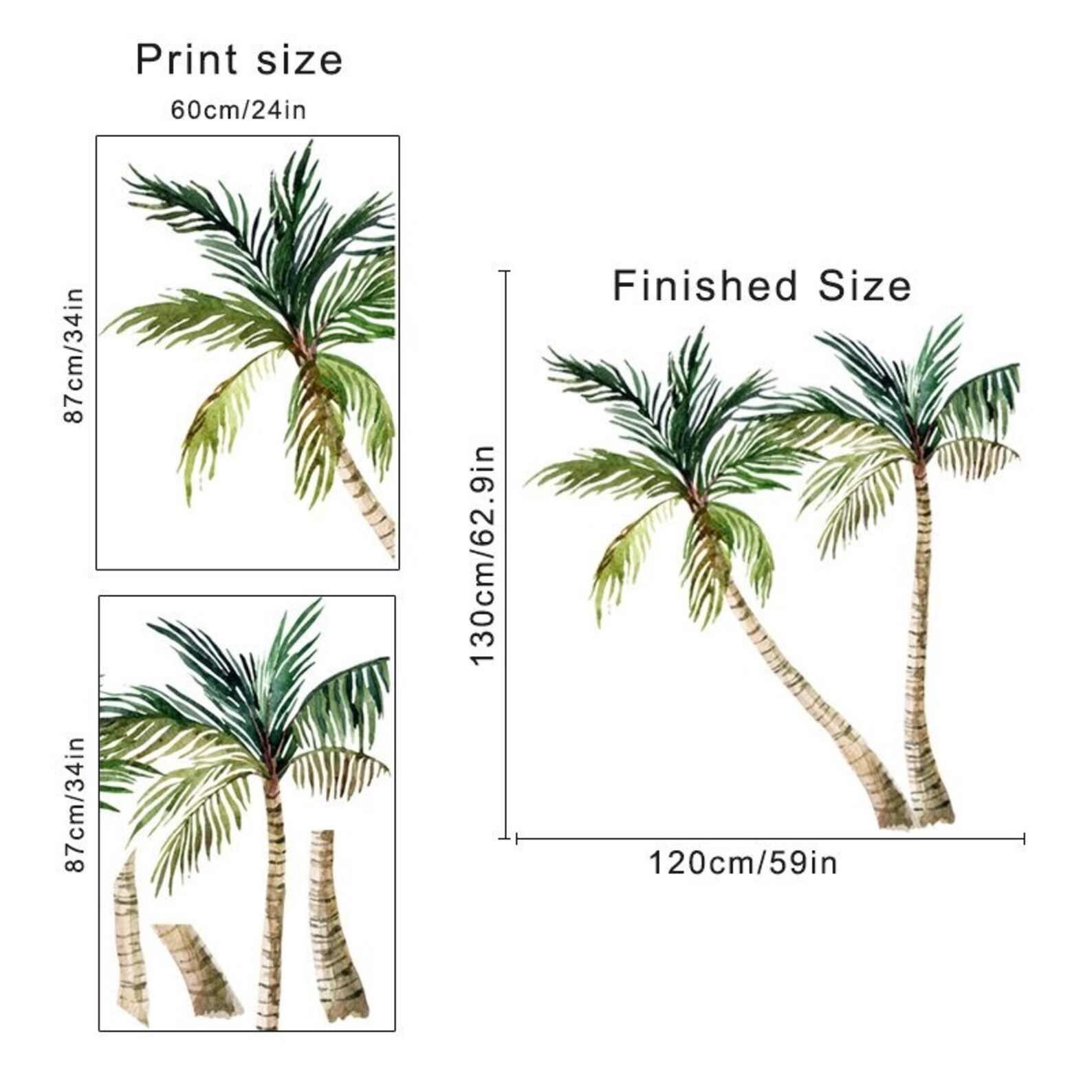 Palm Tree Wall Decal, Palm Tree Wall Sticker, Tropical Palm Tree Wall ...