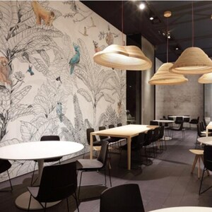 Black and White Tropical Garden Leaves Wallpaper, Peel and Stick ...