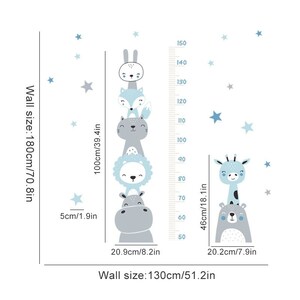 Height Measurement Wall Sticker, Lion and Hippo Wall Decal, Height ...