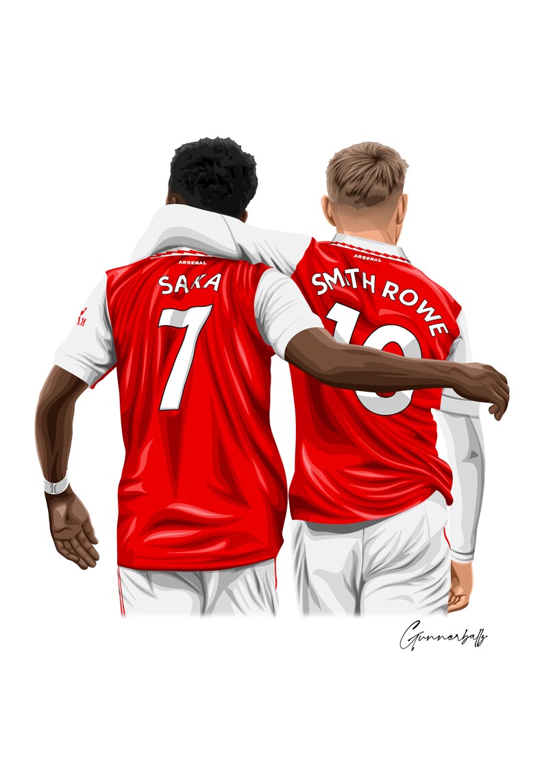 Arsenal Saka and Smith Rowe 22/23 A4/A3 Print - Etsy