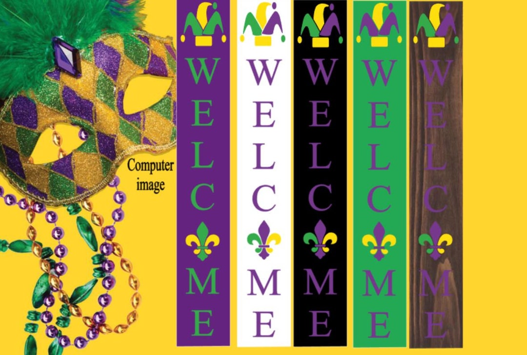 Mardi Gras Welcome Sign: Fleur De Lis Vertical Wood Decor - Etsy