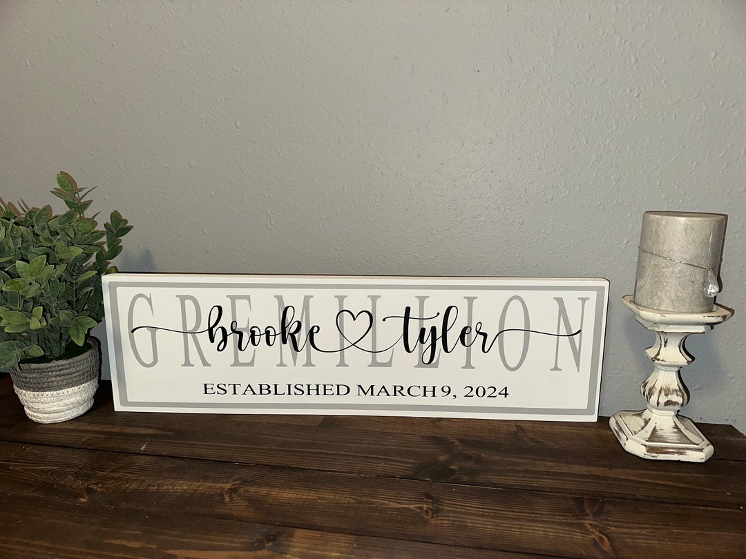 Couple Names and Est Sign, Family Name Sign, Bridal Shower Gift ...