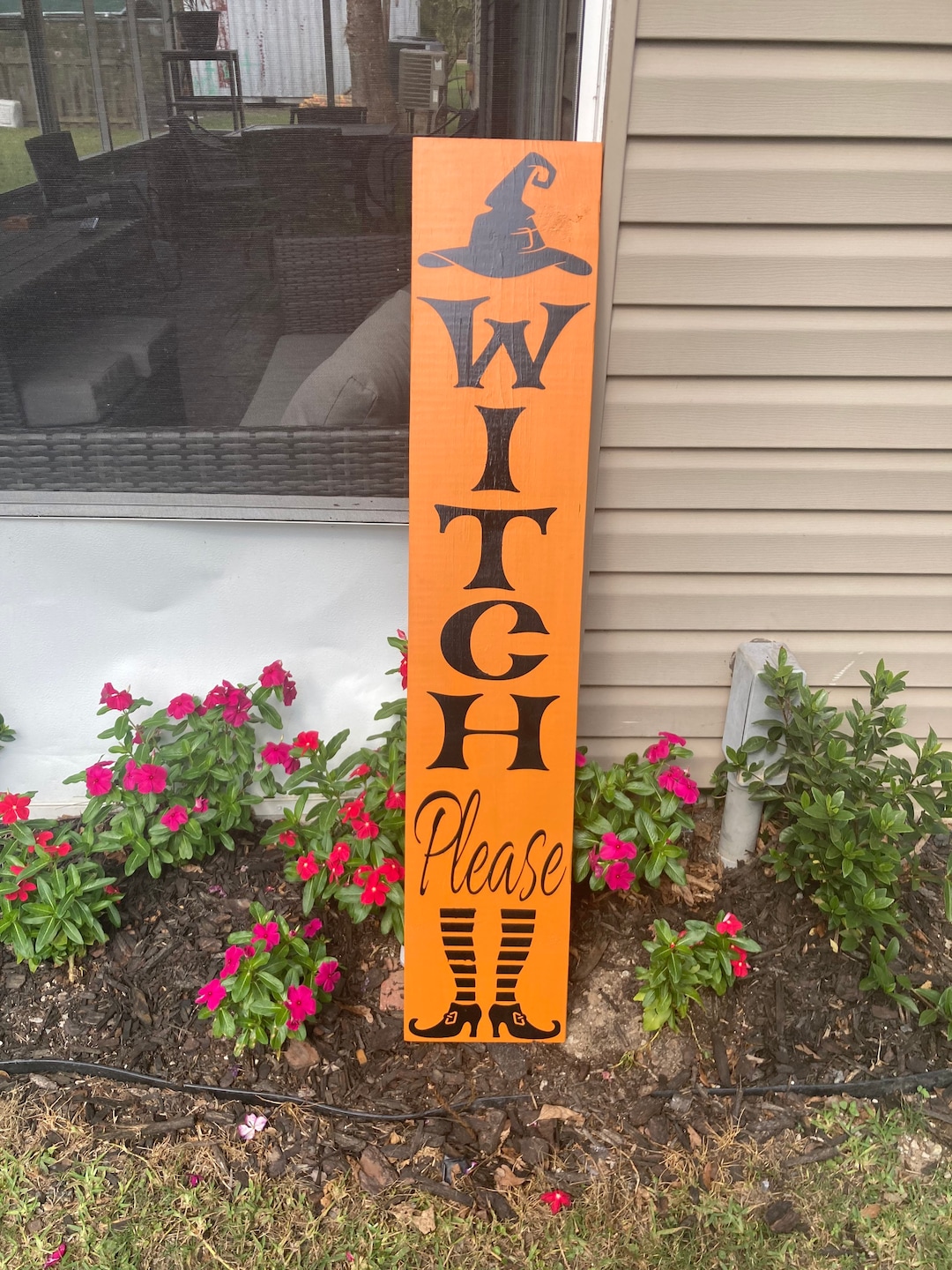 Witch Please Welcome Sign, Witch Halloween Sign, Orange Welcome Sign ...