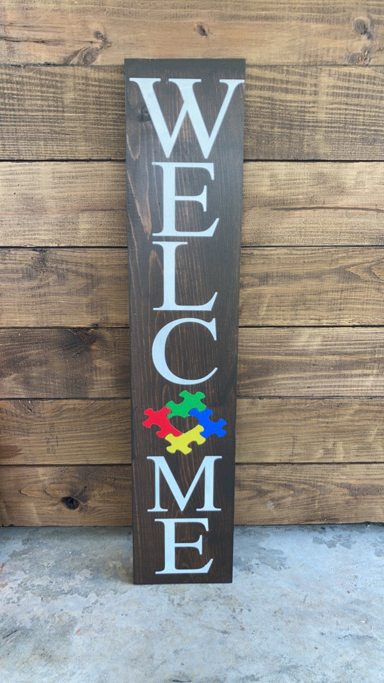 Autism Awareness Welcome Sign: Personalized Wood Family Name Decor - Etsy