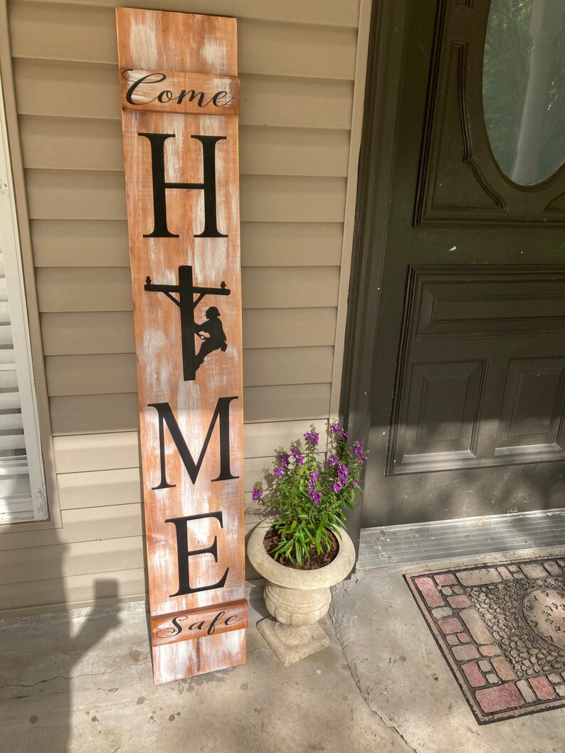 Lineman welcome sign come home safe welcome porch sign | Etsy