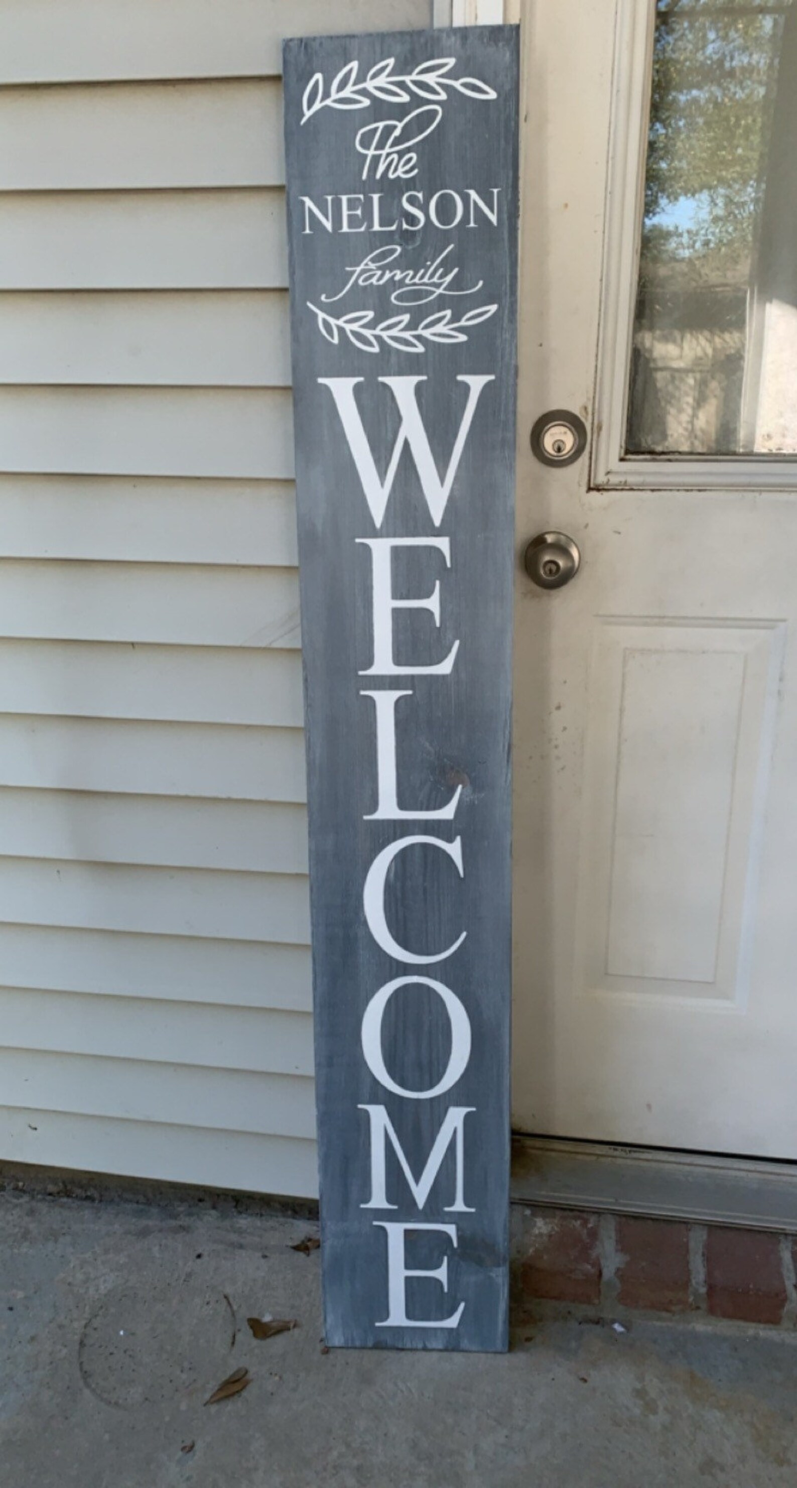 Grey Welcome Sign Front Porch Sign Door Sign Family - Etsy