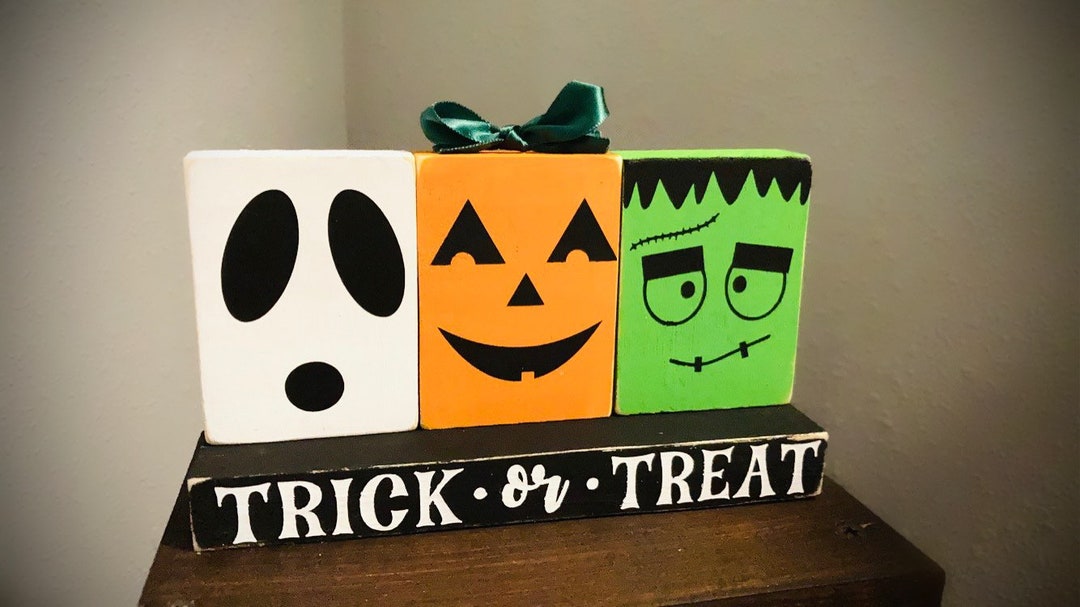 Halloween Wooden Block Set: Tiered Tray Decor - Etsy