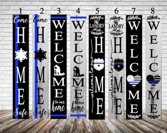 Police Welcome Sign Back the Blue Black and Blue Policeman - Etsy