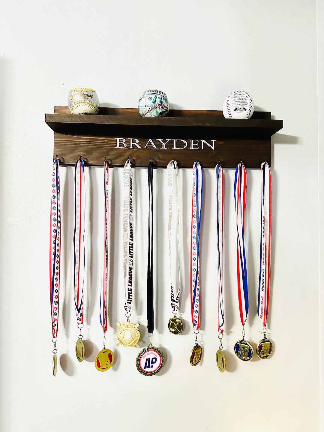 Personalized Wooden Medal Display Shelf: Kids Trophy Holder - Etsy