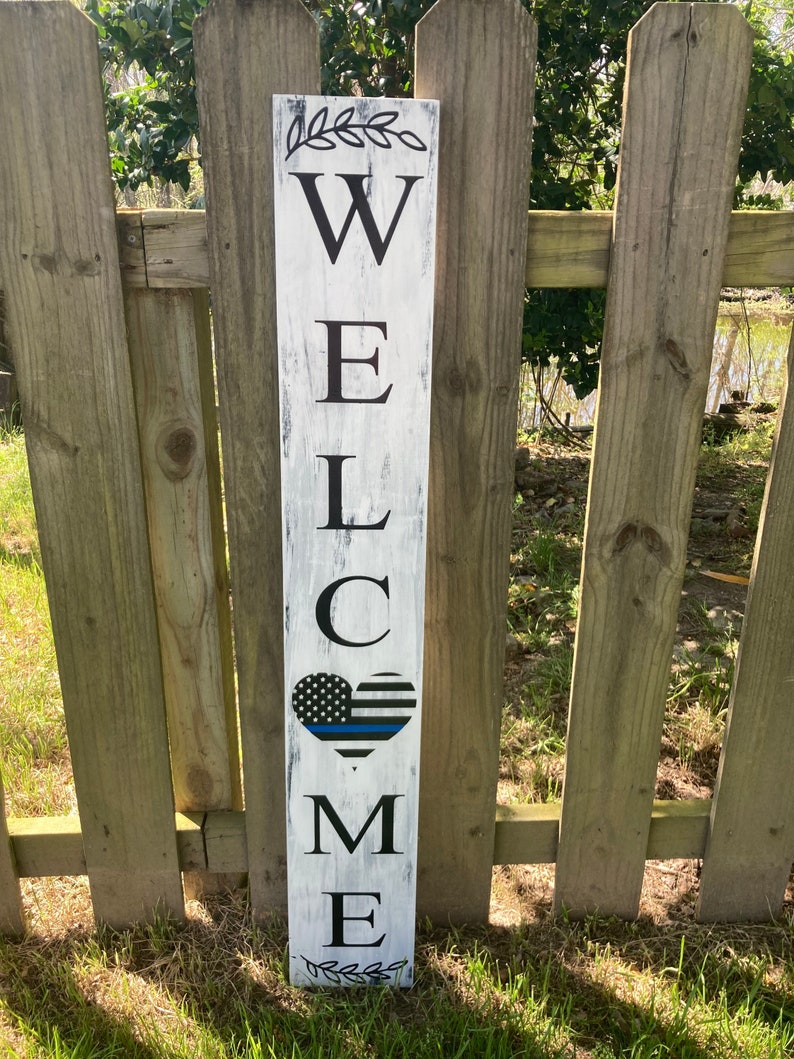 Police Welcome Sign Back the Blue Black and Blue Sheriff - Etsy