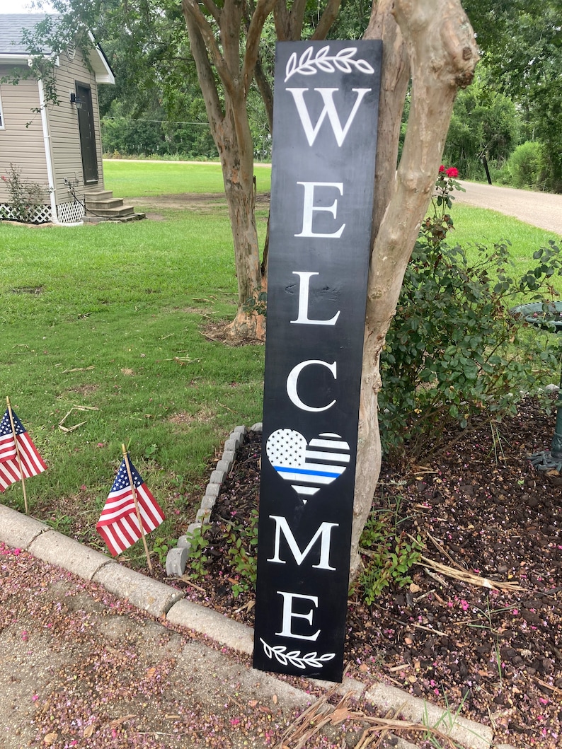Police Welcome Sign Back the Blue Black and Blue Sheriff - Etsy
