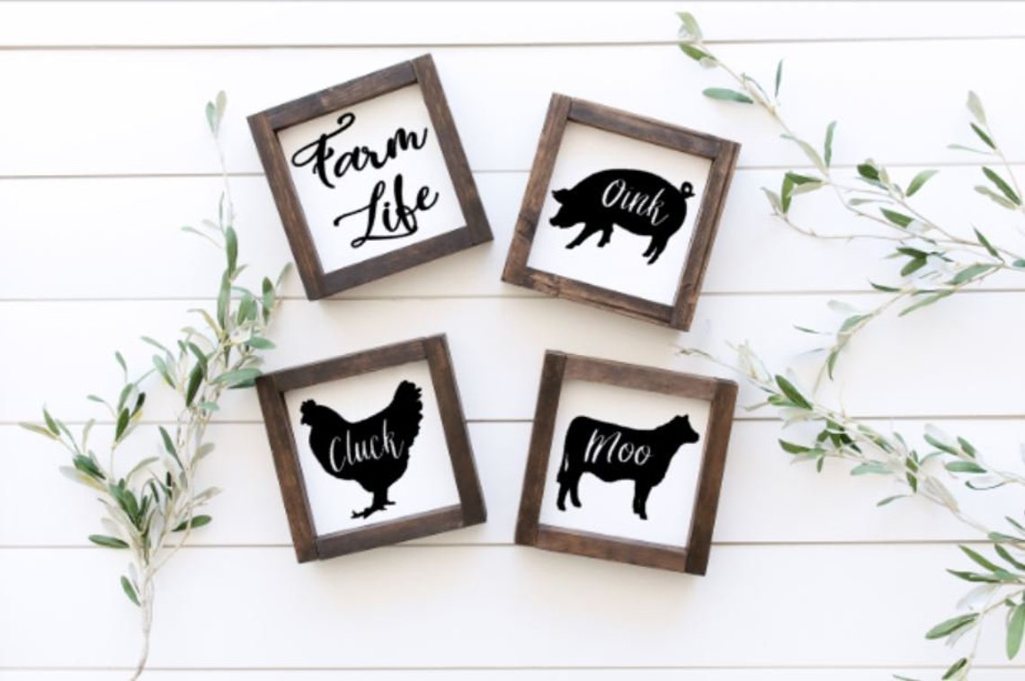 Farmhouse Animal Mini Signs 6x6 Farm Life Sign Tiered Tray - Etsy