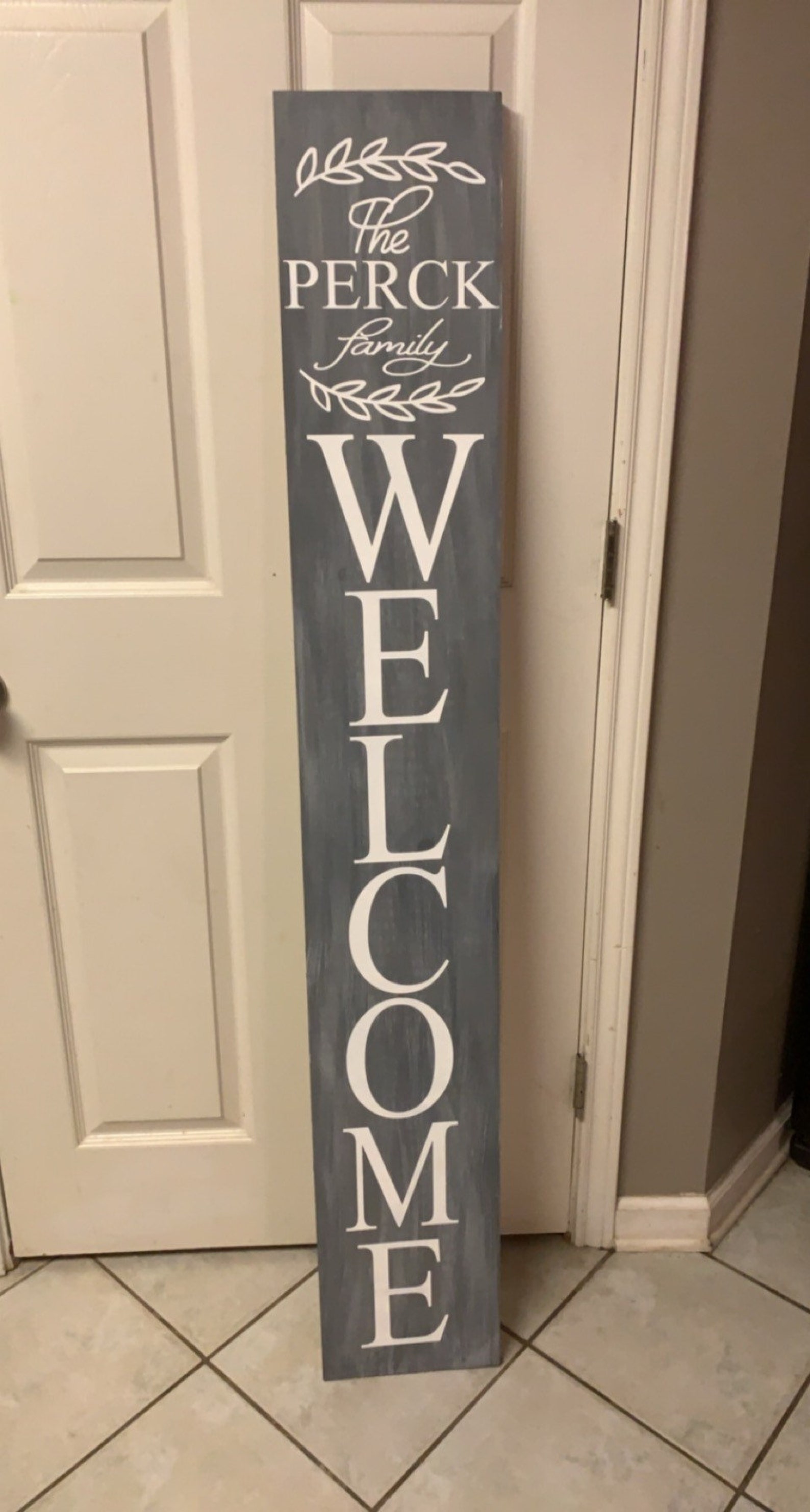 Grey Welcome Sign Front Porch Sign Door Sign Family - Etsy