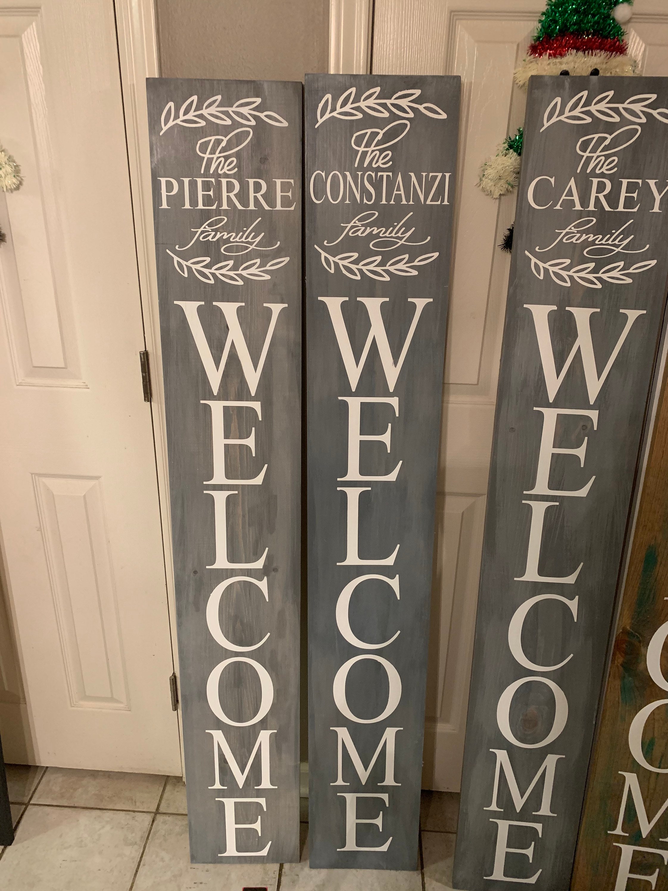 Grey Welcome Sign Front Porch Sign Door Sign Family - Etsy