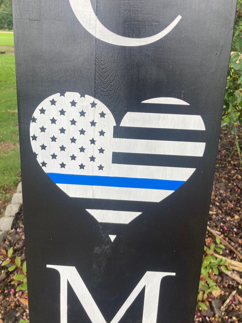 Police Welcome Sign Back the Blue Black and Blue Sheriff - Etsy