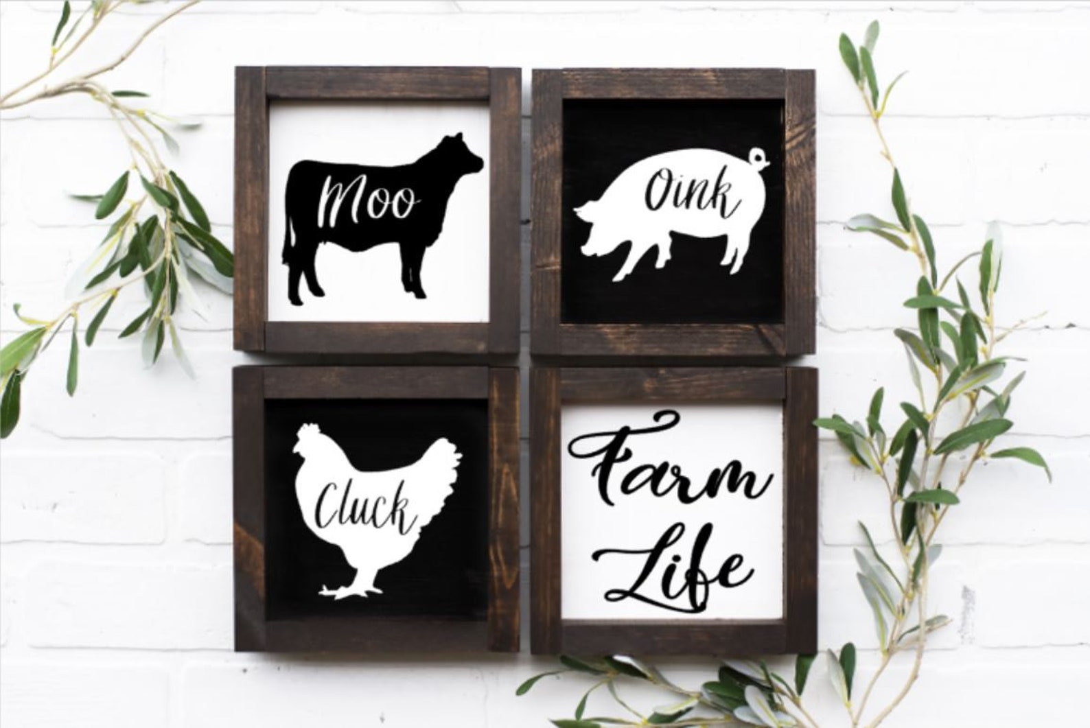 Farmhouse Animal Mini Signs 6x6 Farm Life Sign Tiered Tray - Etsy